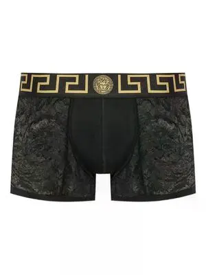 Versace Grecca-waistband Lace Boxers - Black