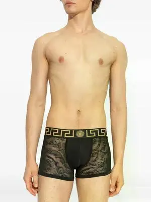 Versace Grecca-waistband Lace Boxers