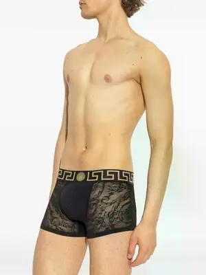 Versace Grecca-waistband Lace Boxers