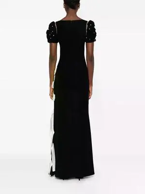 SILK LOVE & LACE Embellished Puff-sleeve Gown