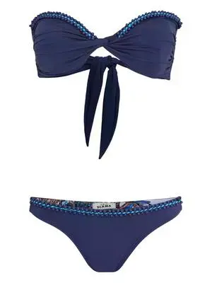 AMIR SLAMA Bead-embellished Bikini Set - Blue