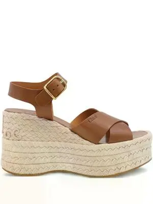 Chloé 105mm Isla Wedge Espadrilles - Brown