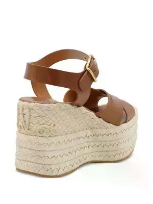 Chloé 105mm Isla Wedge Espadrilles - Brown
