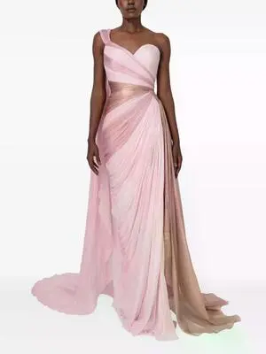 IRIS SERBAN Alexa Draped One-shoulder Gown