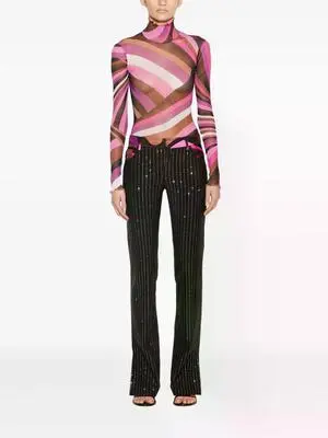 Emilio Pucci Pinstripe Trousers With Rhinestone Embellishments