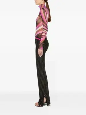 Emilio Pucci Pinstripe Trousers With Rhinestone Embellishments