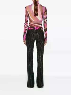 Emilio Pucci Pinstripe Trousers With Rhinestone Embellishments