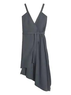 Ports 1961 Asymmetric Wrap Midi Dress - Grey