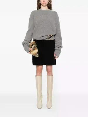 JIL SANDER Ribbed-knit Wool Mini Skirt - Black