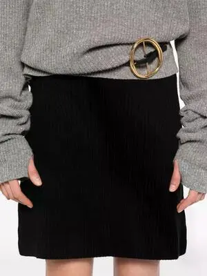 JIL SANDER Ribbed-knit Wool Mini Skirt - Black