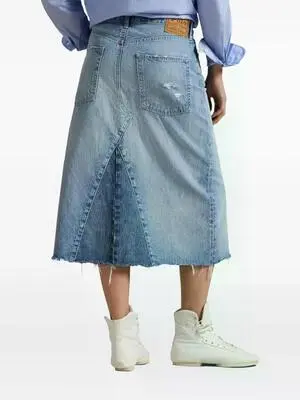 Polo Ralph Lauren Patchwork Denim Midi Skirt