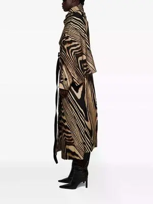David Koma Zebra-print Belted Coat