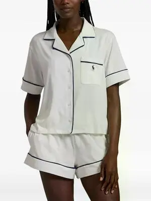 Polo Ralph Lauren Short-sleeve Piped-trim Pyjama Set - White