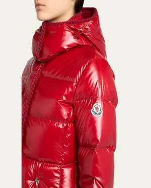 Moncler Glareins Hooded Short Down Jacket With Braided Trim