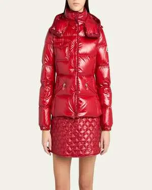 Moncler Glareins Hooded Short Down Jacket With Braided Trim