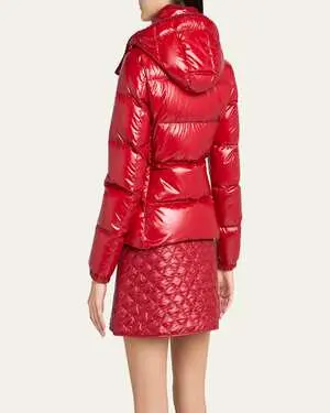 Moncler Glareins Hooded Short Down Jacket With Braided Trim
