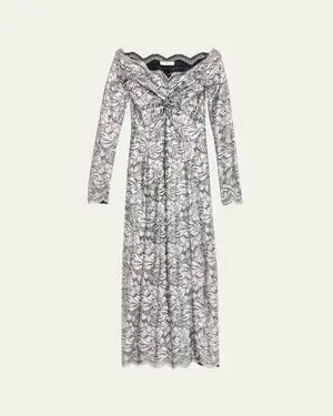 Rabanne Off-The-Shoulder Lace Midi Dress - Black Silver