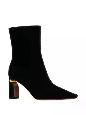 Alexander McQueen 80mm Velvet Ankle Boots - Black