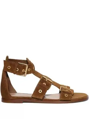 GIANVITO ROSSI Buckle-strap Flat Sandals - Brown