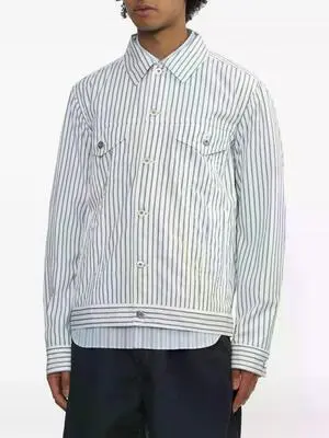 Comme Des Garçons Striped Cotton Jacket - White