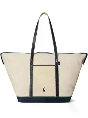 Polo Ralph Lauren Bellport Leather-trimmed Canvas Tote Bag - Neutrals