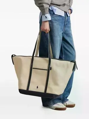 Polo Ralph Lauren Bellport Leather-trimmed Canvas Tote Bag - Neutrals