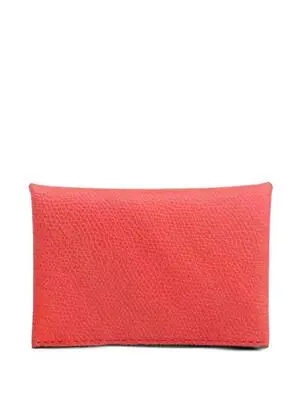 VALEXTRA Textured Leather Card Holder - Red