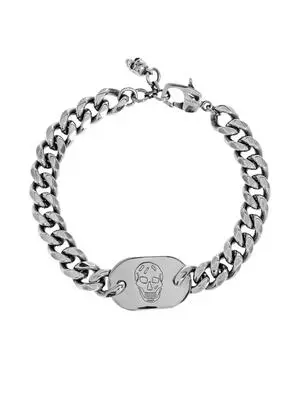 Alexander McQueen Skull-plaque Curb-chain Bracelet - Silver