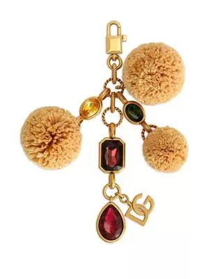 Dolce & Gabbana Pom-pom And Gemstone Keychain - Gold