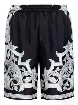 Versace Barocco-print Silk Shorts - Black