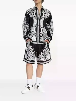 Versace Barocco-print Silk Shorts - Black
