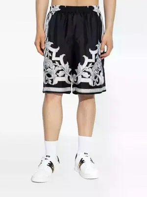 Versace Barocco-print Silk Shorts - Black