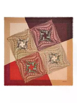 FERRAGAMO Madras-print Cashmere Scarf - Red