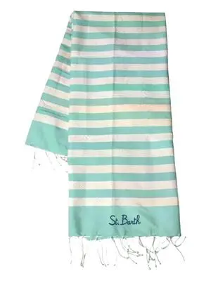 MC2 SAINT BARTH Striped Fringed Towel - Green