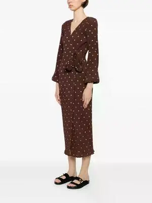 NEVER FULLY DRESSED Plisse Wrap Dress