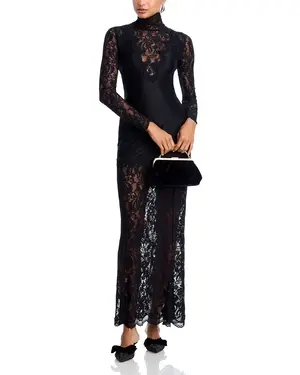 Rabanne Floral Lace Maxi Dress - Black