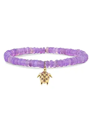 SYDNEY EVAN 14k Yellow Gold Amethyst And Opal Bracelet - Purple