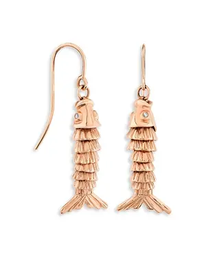 SYDNEY EVAN 14k Rose Fish Drop Earrings With Diamond Accents - Gold