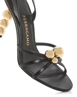 FERRAGAMO Karina Sphere Leather Sandals - Nero