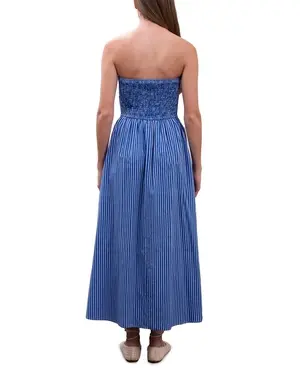 Moon River Shirred Poplin Maxi Dress