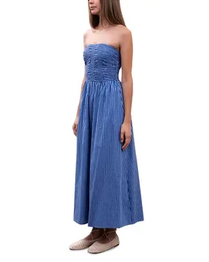 Moon River Shirred Poplin Maxi Dress