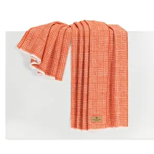 LANDS DOWNUNDER Sutton Plaid Throw Mandarin