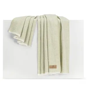 LANDS DOWNUNDER Sutton Plaid Throw White Sage