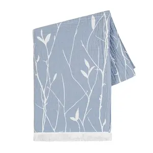 LANDS DOWNUNDER Willow Cotton Reversible Throw - Sky