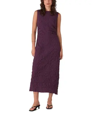 Whistles Lori Textured Midi Dress - Plum