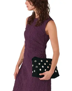 Whistles Lori Textured Midi Dress - Plum