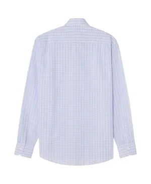 Robert Talbott Reynolds Check Cotton/linen Contemporary Fit Shirt - Blue/raspberry
