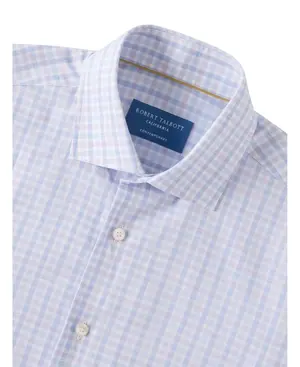 Robert Talbott Reynolds Check Cotton/linen Contemporary Fit Shirt - Blue/raspberry