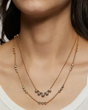 Nadri Bklyn Cubic Zirconia Bezel Layered Necklace