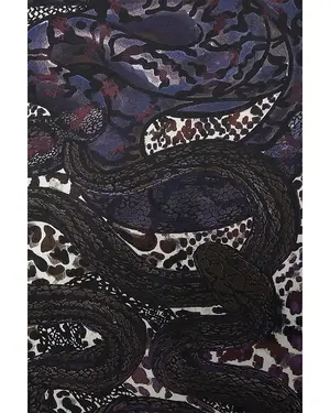 Zadig&Voltaire Snake Print Mixed Silk Square Scarf - Burgundy